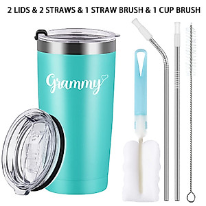 Qtencas Mothers Day Gifts for Grandma, Grammy Stainless Steel Insulated Travel Tumbler, New Grandma Gifts Gigi Mimi Gifts Christmas Gifts for Grandma to be Grammy from Grandchildren(20oz, Mint)