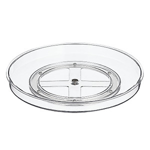 mDesign Lazy Susan Turntable Plastic Spinner for Kitchen/Bathroom, Pantry, Fridge, Cupboards, or Counter Organizing, Fully Rotating Organizer for Food, 9" Round - Lumiere Collection - 2 Pack, Clear