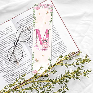 GOLEEX Personalized Initial Bookmark Animal Pig Magnetic Bookmarks Customized Name Letter Page Markers Cute Bookworm Gifts for Book Lovers Readers Students Women Girl at Christmas