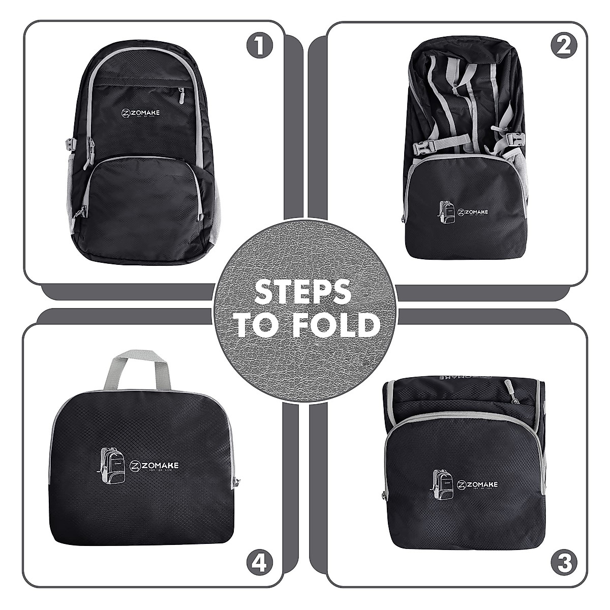 ZOMAKE Lightweight Packable Backpack 30L - Foldable Hiking Backpacks Water Resistant Compact Folding Daypack for Travel(Black)