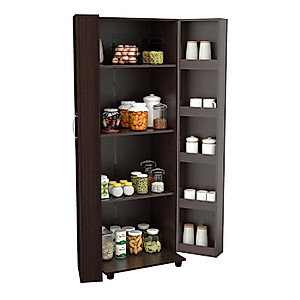 Inval 4-Shelf 2-Door Kitchen Pantry Storage Cabinet, Espresso