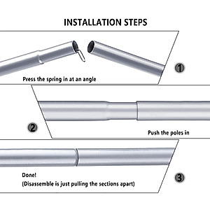 Hasika Camping Tent Pole Repair Kit Including Ropes Stakes Adjustable from 30" to 74.8" Replacement for Tarp Awning Rainfly 2 Set (10 Sections)
