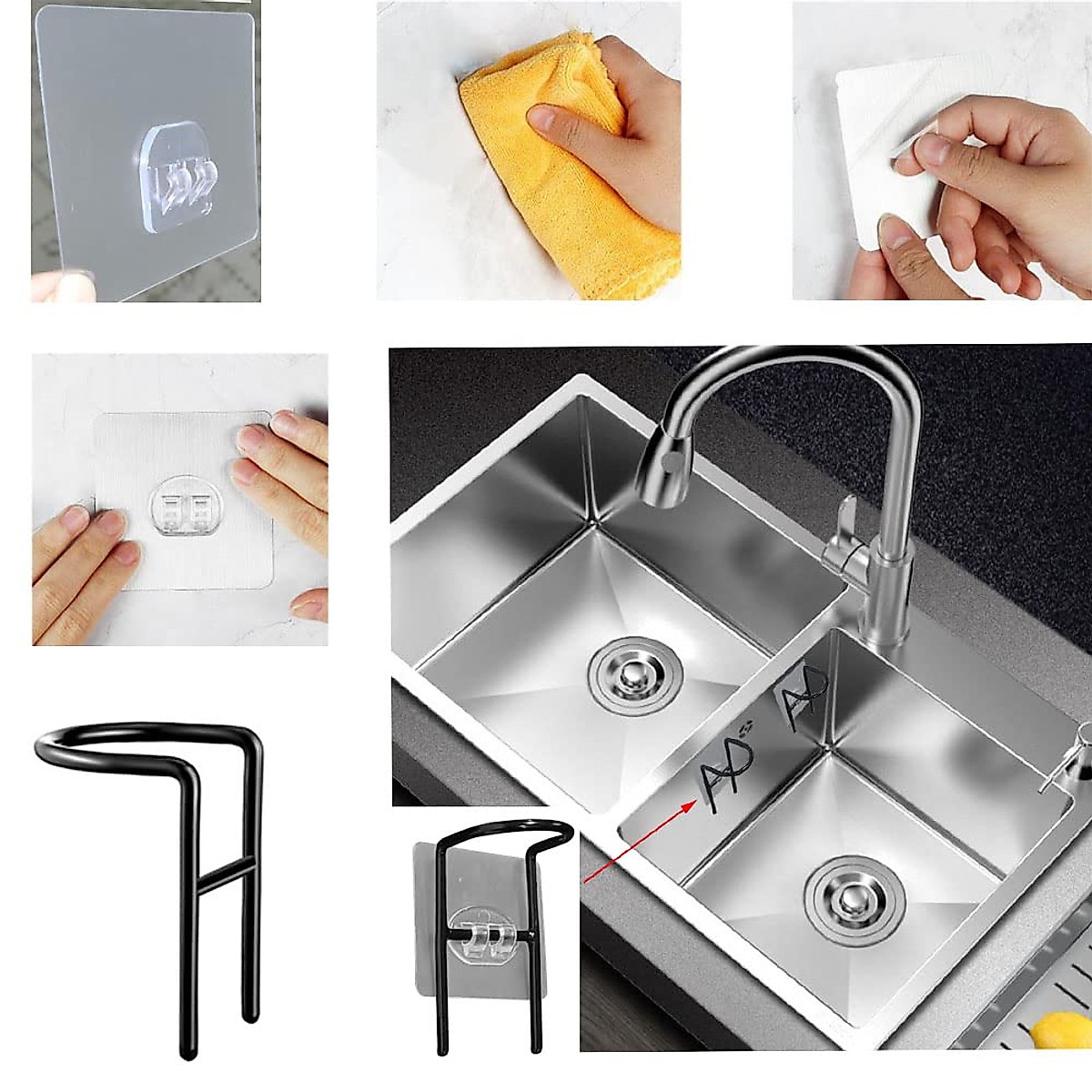 XXHong Sponge Holder Dish Wand Holder Kitchen Brush Holder Black Sink Caddy Organizer 2 Packs