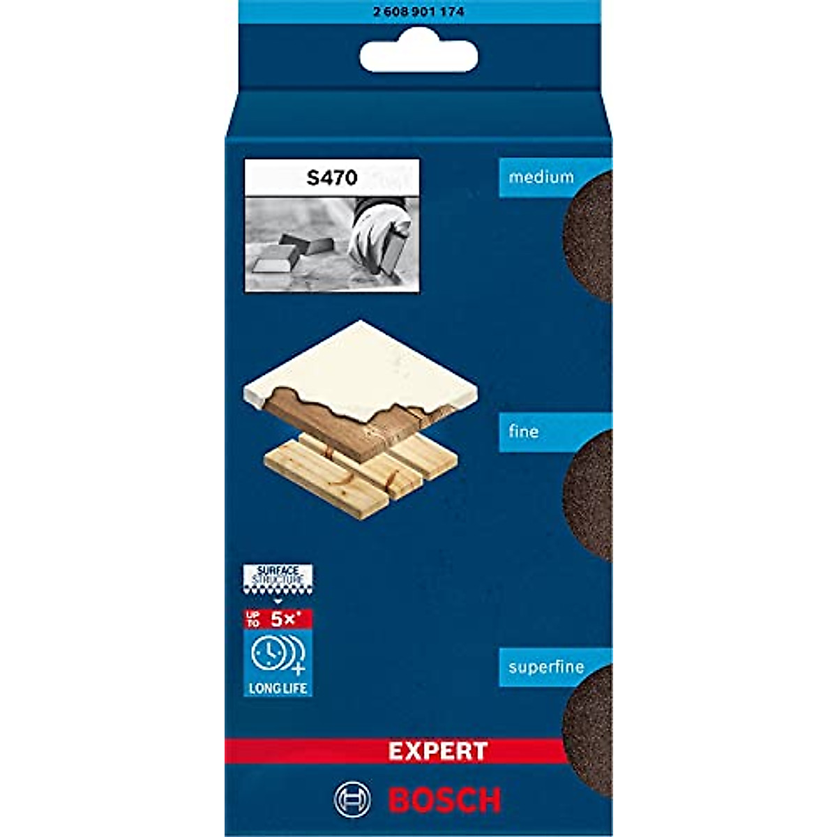 Bosch Professional 3x Expert S470 Combi Blocks (69 x 97 x 26 mm, Grade Medium/Fine/Superfine, Accessories Hand Sanding)