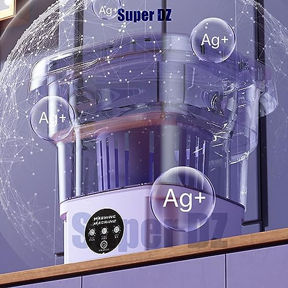 6.5L Portable Washing Machine, Foldable Mini Washer, 3 Modes Deep Cleaning, Low Noise Mini Washing Machine, Detachable Drain Basket for Baby Clothes, Underwear, Briefs Washing, Socks (Pink)