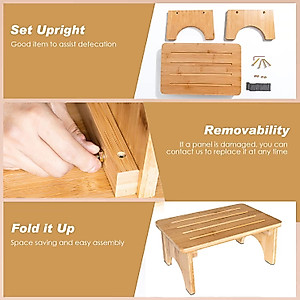 P&BEXC Step Stool Bamboo Step Stool for Adults and Kids,Portable Bedside Step Stool with Solid Wood, Support up to 300lbs,Skid Proof Step Stool for High Bed/Kitchen/Bathroom (Easy to Assemble)