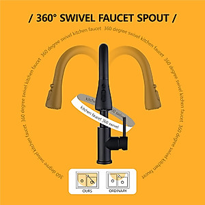 Hiqufet Black Kitchen Faucet with Pull Down Sprayer, Kitchen Sink Faucet with Pull Out Sprayer Fingerprint Resistant Single Hole Single Handle Stainless Steel Rv Kitchen Faucets Matte Black