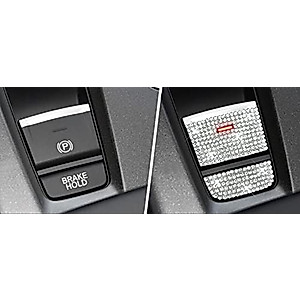 NIUHURU Car Bling Interior Accessories Rhinestone Declas for Honda Accord Inspire 2018-2021 Premium Zinc Alloy Bling Crystal Decors (Parking Button Sticker 2pcs, Silver)