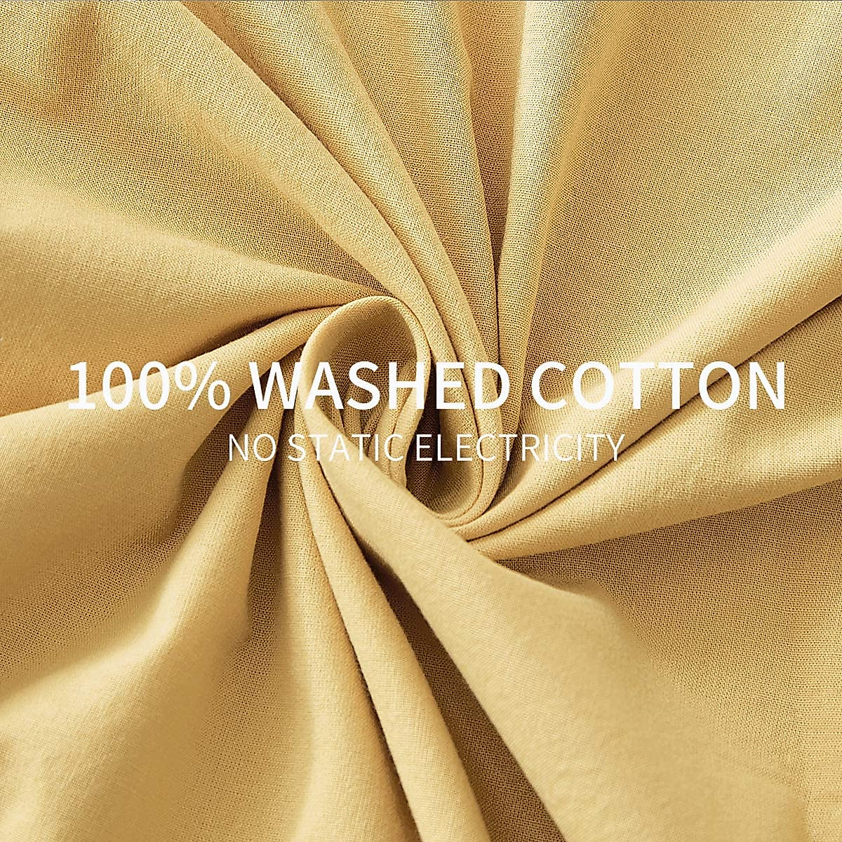 Melingo Mustard Yellow Duvet Cover Twin Size - Cotton Twin Duvet Cover Set, 1 Comforter Cover 68x90 Inches with Button Closure and 1 Pillow Shams (No Comforter)