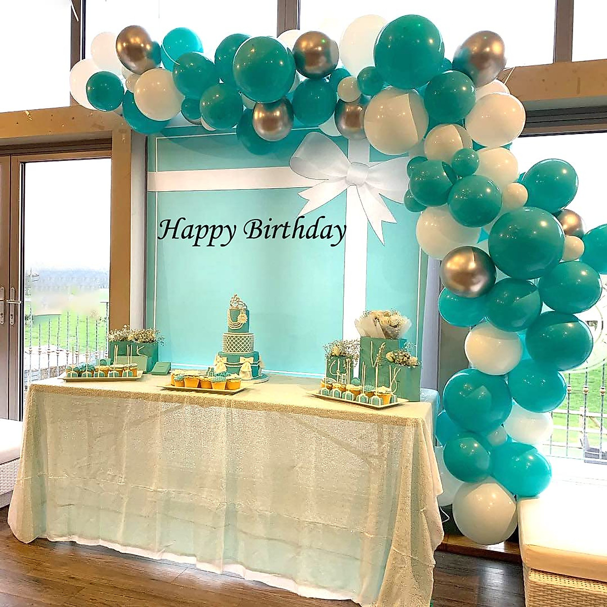 Teal Blue Silver White Balloons, 50Pcs Teal and Silver Balloons Turquoise Blue White Silver Confetti Latex Balloons for Wedding Bridal Baby Shower Birthday Graduation Party Decorations