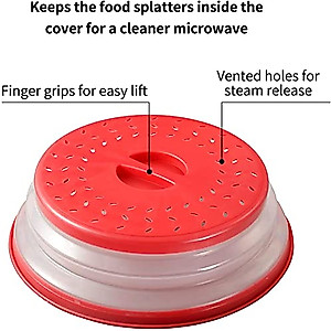 Collapsible Microwave Food Plate Cover,Vented,BPA Free Food Grade Silicone Lid-Red