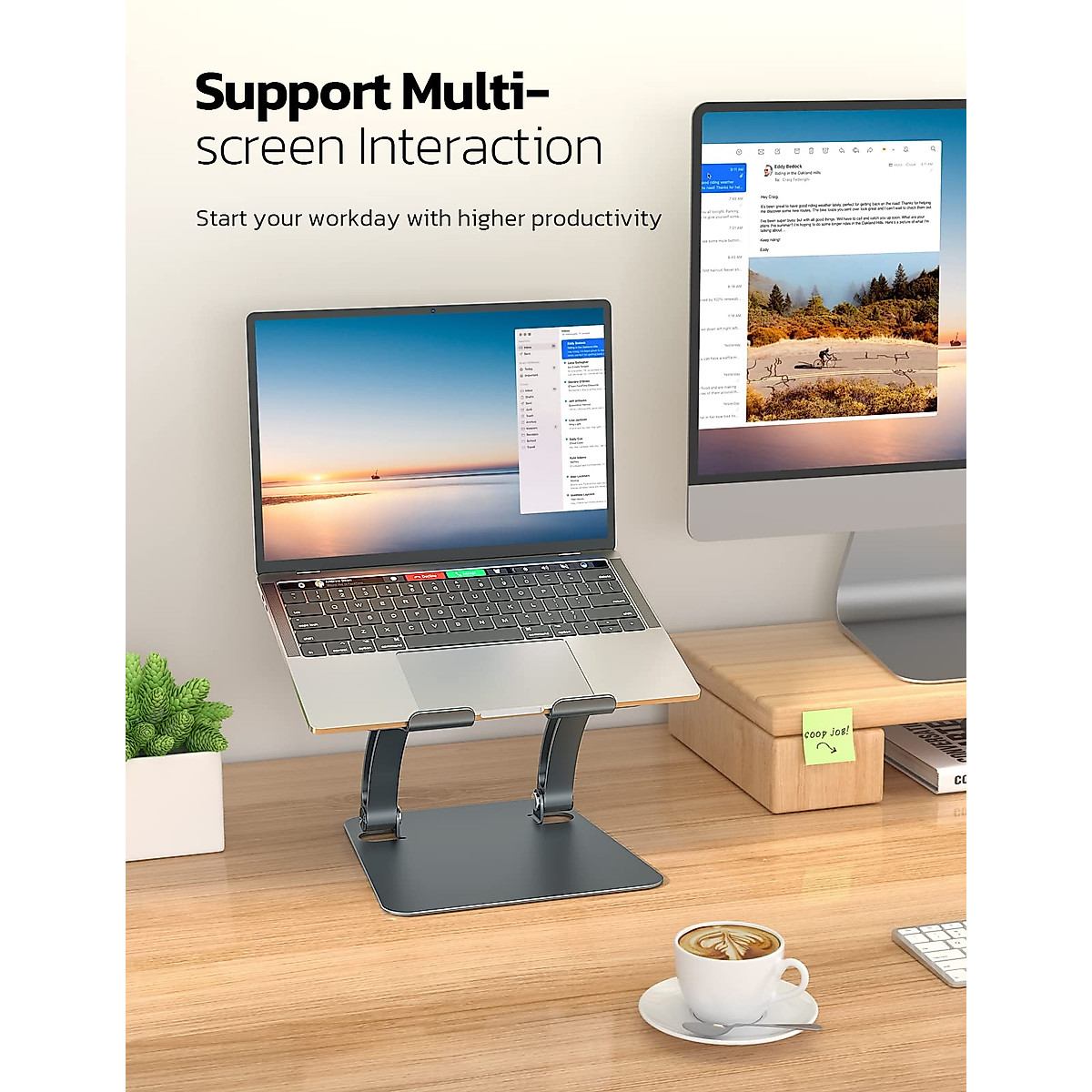 Nulaxy Adjustable Laptop Stand for Desk, Ergonomic Portable Laptop Stand Up to 10.6" with Heat-Vent, Laptop Riser Supports Upto 11Lbs, Compatible with MacBook Pro All Laptops 11-15.7"(Grey)