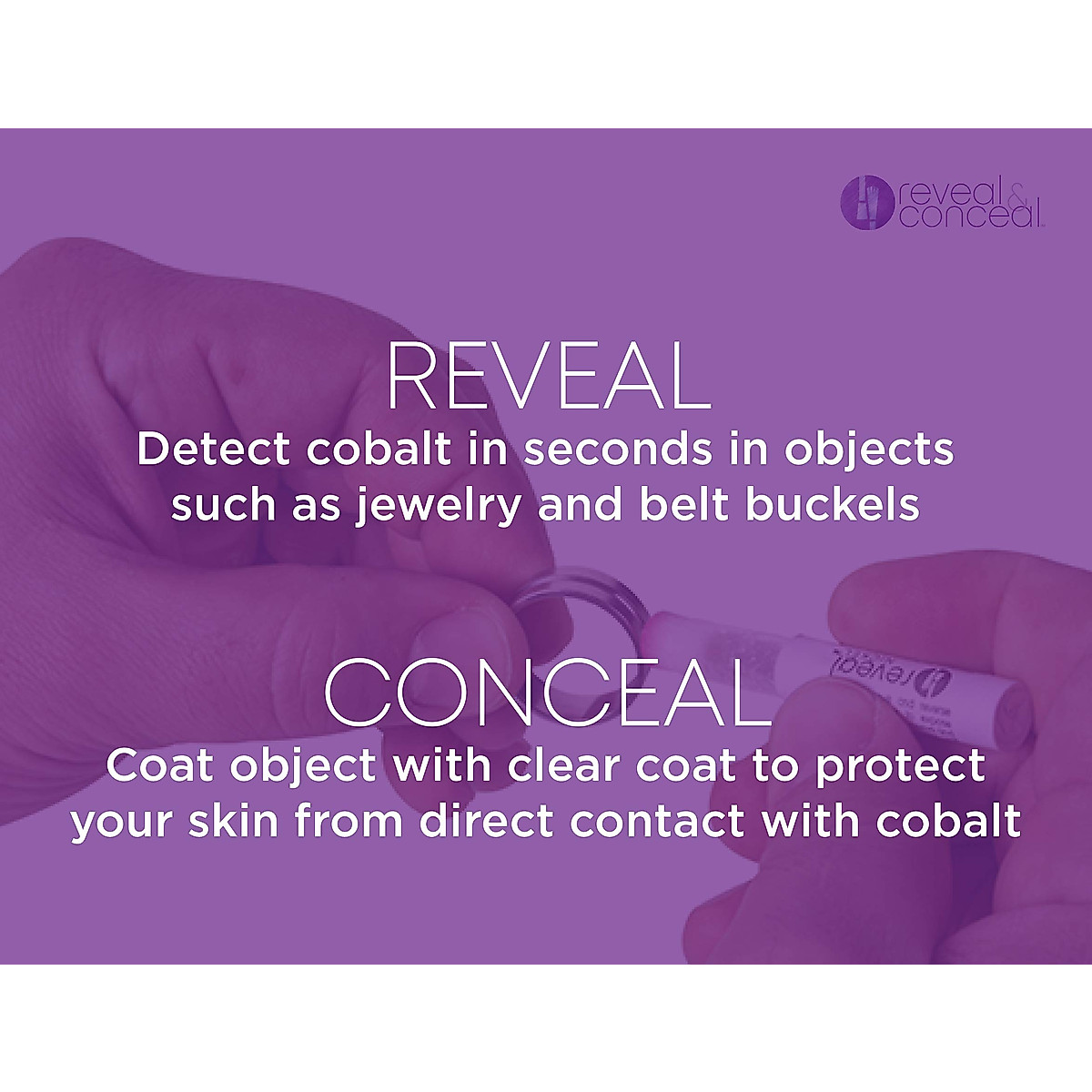 Reveal and Conceal Cobalt Test Kit by Smart Practice - Detecting Cobalt is a Snap - Test for Cobalt in Your Jewelry and Prevent Skin Exposure With Liquid Clear Coat - Includes 10 Test Swabs