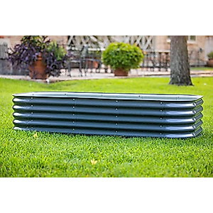 Vego garden Raised Garden Bed Kits, 17" Tall 9 in 1 8ft X 2ft Metal Raised Planter Bed for Vegetables Flowers Ground Planter Box-Modern Gray