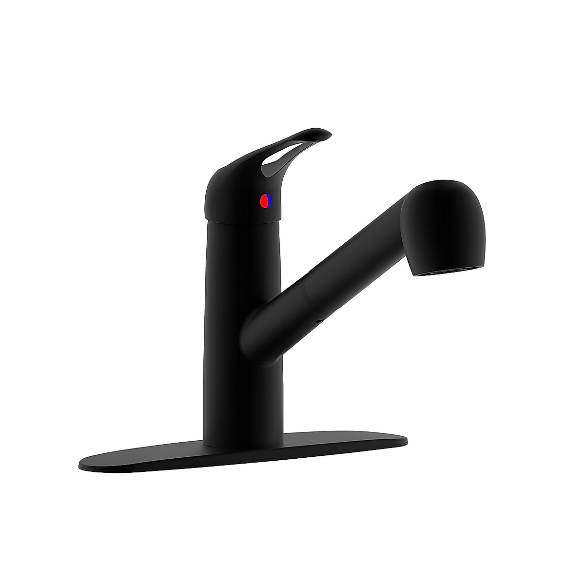 Derengge Matte Black Kitchen Sink Faucet 8 Inch Single Handle Pull Out Kitchen Faucet with Deck Plate, 1 Hole or 3 Hole Installation,083-MT