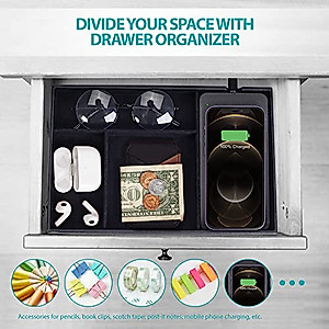 Valet Tray, Built in Wireless Charging Pad, Nightstand Organizer, Dresser Organizer, Mens Jewelry Box, Valet Charging Station, Faux Leather Valet Tray for Men and Women, (Black)