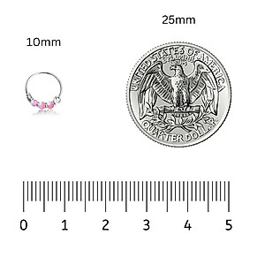 Handmade Silver Single 10MM Cartilgae Helix Piercing Hoop Earring with Trio Pink Opal, 925 Sterling Silver Very Small 10MM Thin 22 Gauge Hoop for women, By Miya Jewelry Creations