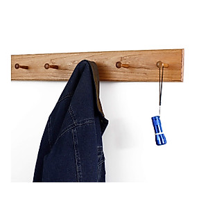 Solid Cherry Shaker Peg Rack 3.5" or 4.5" Extra Wide 23 to 59 Inches Long With 3 to 10 Pegs - 100% Made in the USA