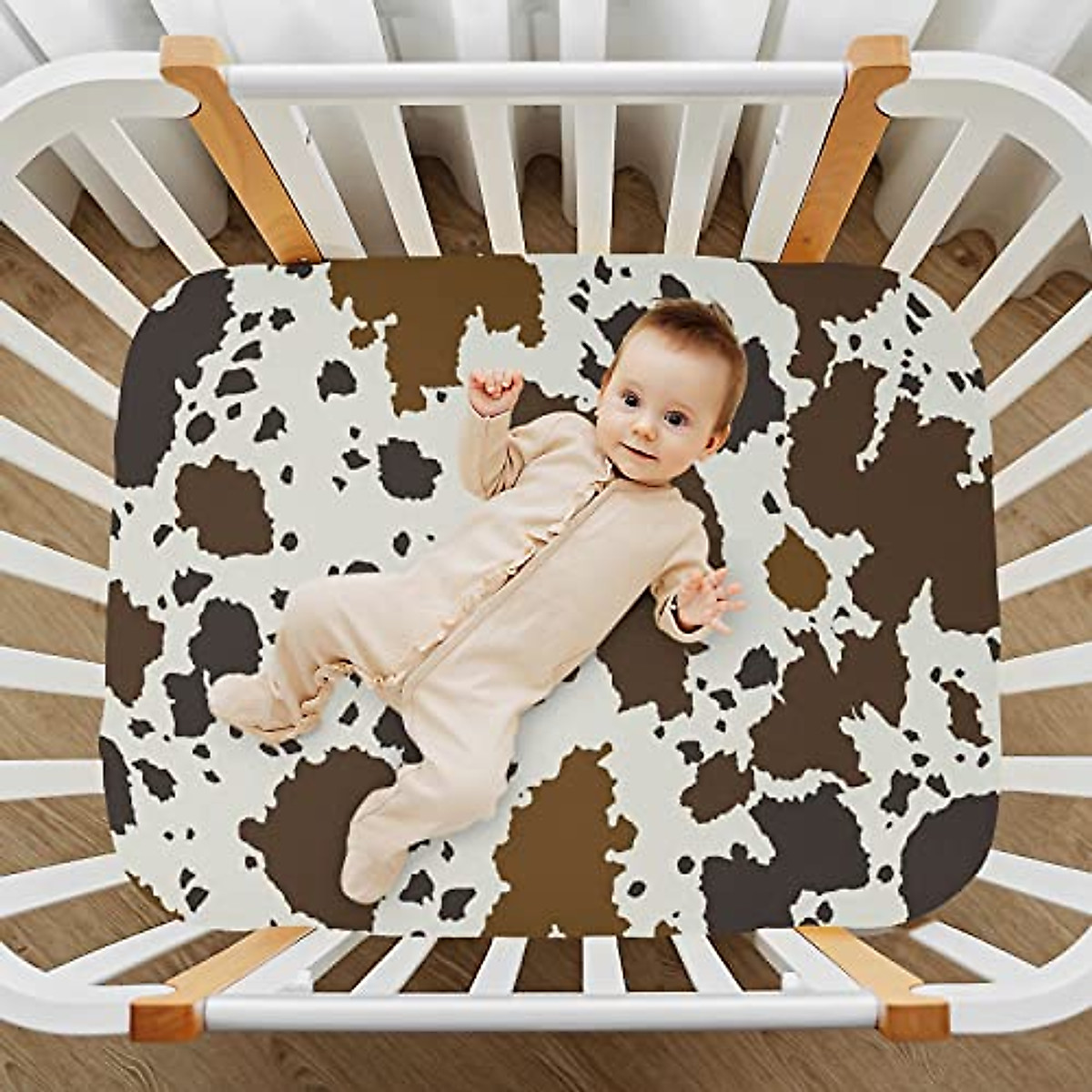 Cow Print Fitted Crib Sheet for Girls and Boys,Soft Breathable Baby Sheet for Standard Size Crib Mattress 21164070