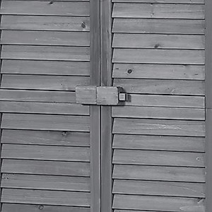 Merax Wooden Garden Shed 3-Tier Patio Storage Cabinet Outdoor Organizer Wooden Lockers with Fir Wood (Gray Wood Color -Shutter Design)