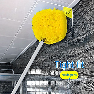 Washable Ceiling Fan Cleaner from 13 to 50 Inch Microfiber Duster with Telescoping Extension Pole, Fit for Cleaning High Ceiling Fan, Furniture, Blinds, Car (Yellow)