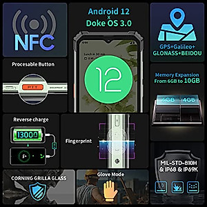Blackview BV7100 Rugged Smartphone Unlocked, 13000mAh Battery 33W Fast Charge, 10GB 128GB 1TB Expand, MTK Helio G85, 6.58" FHD+ Android 12 IP68/IP69K, 12MP Triple Camera, 4G Dual Sim Rugged Phone NFC