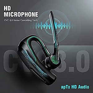 Unipows Bluetooth Headset, Bluetooth Earpiece 16 Hours Talktime with CVC8.0 Noise Cancelling Mic Mute Key Hands-Free Earphones for Cell Phones PC Laptop Business Truck Driver Office Call Center Skype