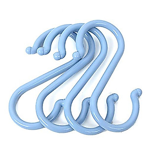 YITAQI S Hooks,Portable Multi-Purpose Storage Rack Door Scarf Hat Hanging S-Shaped Hook Clothes Hanger Organizer Key Holder(4Pcs Blue L)
