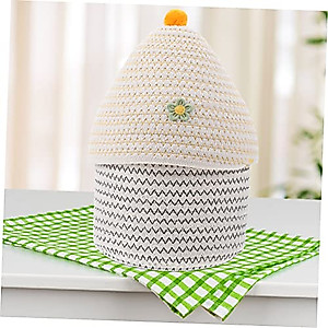 TOYANDONA Storage Basket Food Storage Bins Mini Trash Can with Lid Baby Foods Living Room Storage Basket Nursery Storage Baskets Small Woven Basket Cotton Yellow Baby Sundries Container Toy