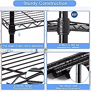 Yewuli Metal Storage Rack 5 Tier Wire Shelving Unit Heavy Duty NSF Adjustable Utility Shelves for Garage Kitchen Office Garage Organize Shelf 36"x14"x72", Black