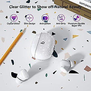 Aircawin for Beats Studio Buds Case 2021 Clear Glitter,Sparkly Bling Clear Case for Beats Studio Buds + Case Cover 2023,Shockproof Soft TPU Case for Beats Studio Buds Case Cover with Keychain-Glitter