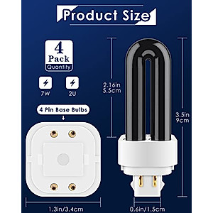 4 Pack 41050 7W Replacement Bulbs for Dynatrap DT1050 DT1100 DT1250, 1/2 Acre Replacement Bulb U Shape Replacement Bulbs Light for DynaTrap