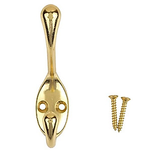 UNIQANTIQ HARDWARE SUPPLY Heavy Duty Brass Plated Hat and Coat Hook | Wall, Hall Tree, Rack Mount Vintage Coat Hooks for Hanging Garment | H21-P2699-1BP (1)