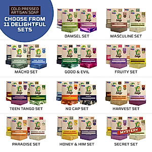 Natural Bar Soap for Men - Vegan Bath Soap Bars Gift Set - Handmade Cold Process Artisan Soap with Essential Oil, Aromatic All Moisturizing Wash Soaps, Fragrant Macho Scent by Age of Sage (4 Pack)