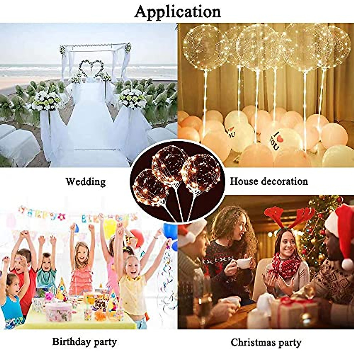 10 Pack LED Bobo Balloons with Stick and Pump,Transparent LED Light Up Balloons, Helium Glow Bubble Balloons with String Lights for Party Birthday Wedding Festival Decorations (Warm white)