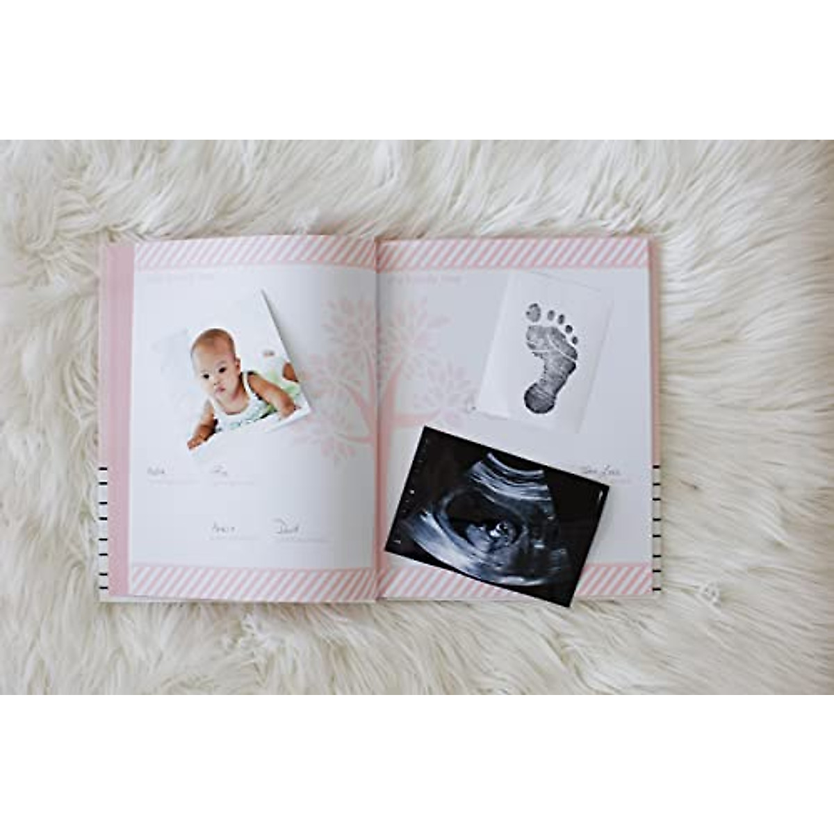 Pearhead Hello Baby First 5 Years Memory Book, Baby Girl Keepsake for New and Expectant Parents, Pregnancy And Milestone Journal, Pink