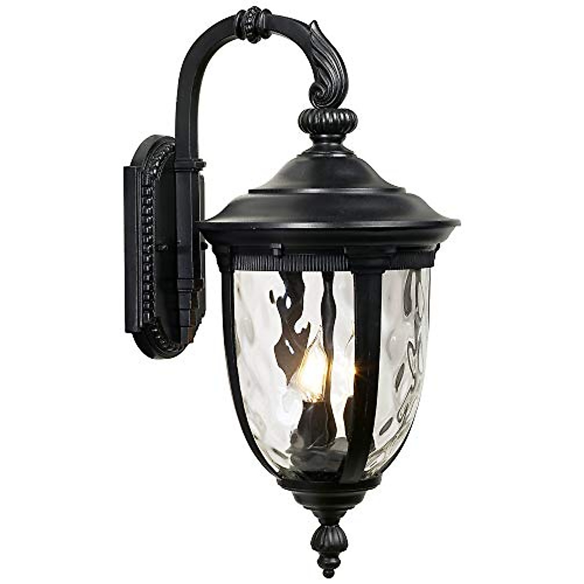 John Timberland Bellagio European Outdoor Wall Light Fixture Textured Black Metal 20 1/2" Hammered Glass Decor for Exterior House Porch Patio Outside Deck Garage Yard Front Door Garden Home