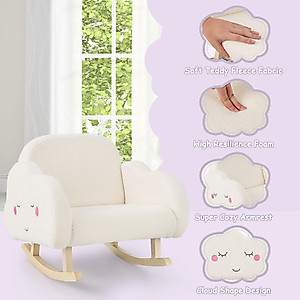 INFANS Kids Sofa, Toddler Rocking Chair with Solid Wooden Frame, Anti-Tipping Design, Plush Fabric, Children Armchair for Nursery Kindergarten Playroom Preschool, Gift for Boys Girls