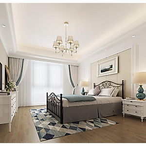 YALAXON Vintage Sturdy Metal Bed Frame with Headboard and Footboard Basic Bed Frame No Box Spring (Queen, Black)