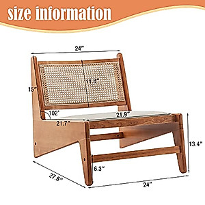 HAOBO Home Rattan Chair Mid Century Modern Accent Chair for Reading Living Room Home Bedroom