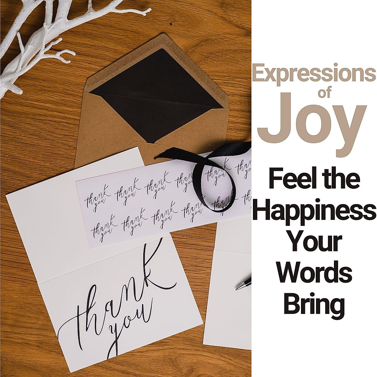 BornPaper Thank You Cards with Envelopes - Luxury 120 Pack, Gold-Foil-Stamped Interiors & Matching Stickers – Over 64 Unique Combinations, Ideal for Business, Wedding, Graduation, Bridal & Baby