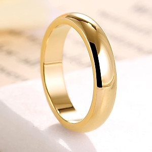 Stainless Steel Thumb Stacking Rings Dome Simple Women's Wedding Bands Promise Ring Statement Comfort Fit Size 4-12 (Golden Color, 10)