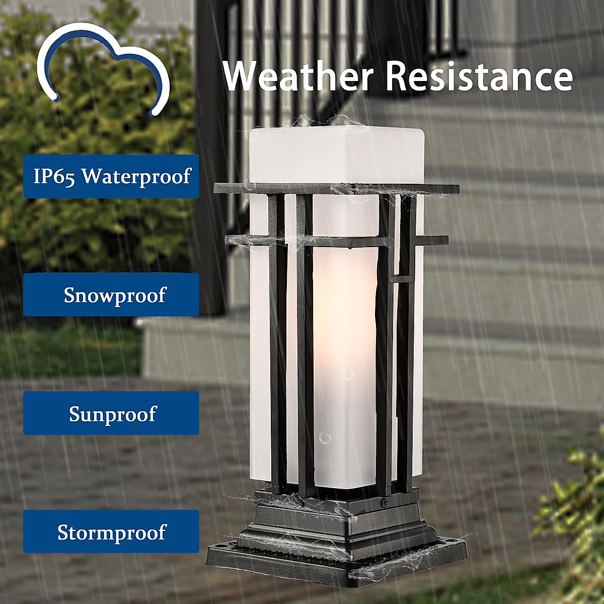 Antique House Outdoor Post Lights Hard Wired 1 Pack 6.1 Inch Lamp Post Lights Outdoor Waterproof Modern Outdoor Light Post for Yard Aluminum and Frosted Glass