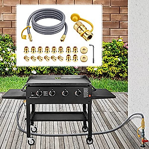5249 Propane to Natural Gas Conversion Kit, 10FT 3/8” Natural Gas Hose with Quick Connect Fitting, Compatible with Blackstone 28"&36"Griddles, Tailgater & Single Burner Rec Stove