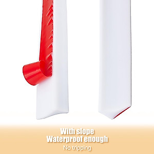 SUPERFINDINGS 2m Shower Threshold Water Dam Self-adhesive 1 Roll White Kitchen Sinks Water Splash Guard 12mm Tall Shower Dam Water Stopper Trapezoidal Water Barrier for Bathroom Kitchen Lavatory