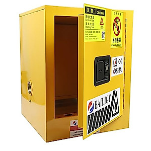 DYRABREST Safety Storage Cabinet for Liquids Fireproof Leakproof Cabinet with Manual Doors Cold Rolled Steel Flammable Cabinet(Yellow) (12 Gallon)