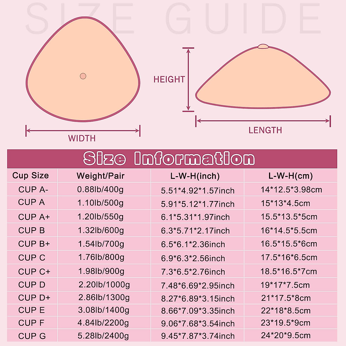 IVITA One Pair D Cup Triangle Shape Silicone Breast Forms Fake Boobs for Mastectomy Prosthesis Crossdresser Transgender Cosplay Bra Enhancer inserts Pads