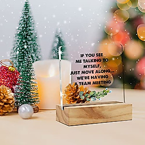 If You See Me Talking to Myself We're Having a Team Meeting Desk Decor Acrylic Desk Sign Funny Acrylic Plaque Home Office Room Desk Shelf Decoration Gift 4.7"x4.7"