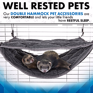 2 Brothers Wholesale Ferret Hammock for Cage - Plush Double Bunk Bed Hanging Clips - Perfect for 2 or More Small Pets! (Rats, Ferrets, Hamsters, Guinea Pigs, Chinchillas & Squirrels) - Black