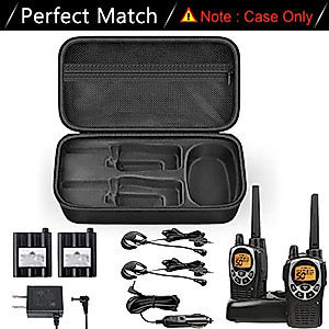 Walkie Talkie Case Holder for Midland 50 Channel GMRS Two-Way Radio, Long Range Handheld Mobile Radios Hard Storage Carrying Box for Rechargeable Batteries, Charger and Headset, Black(Bag Only)